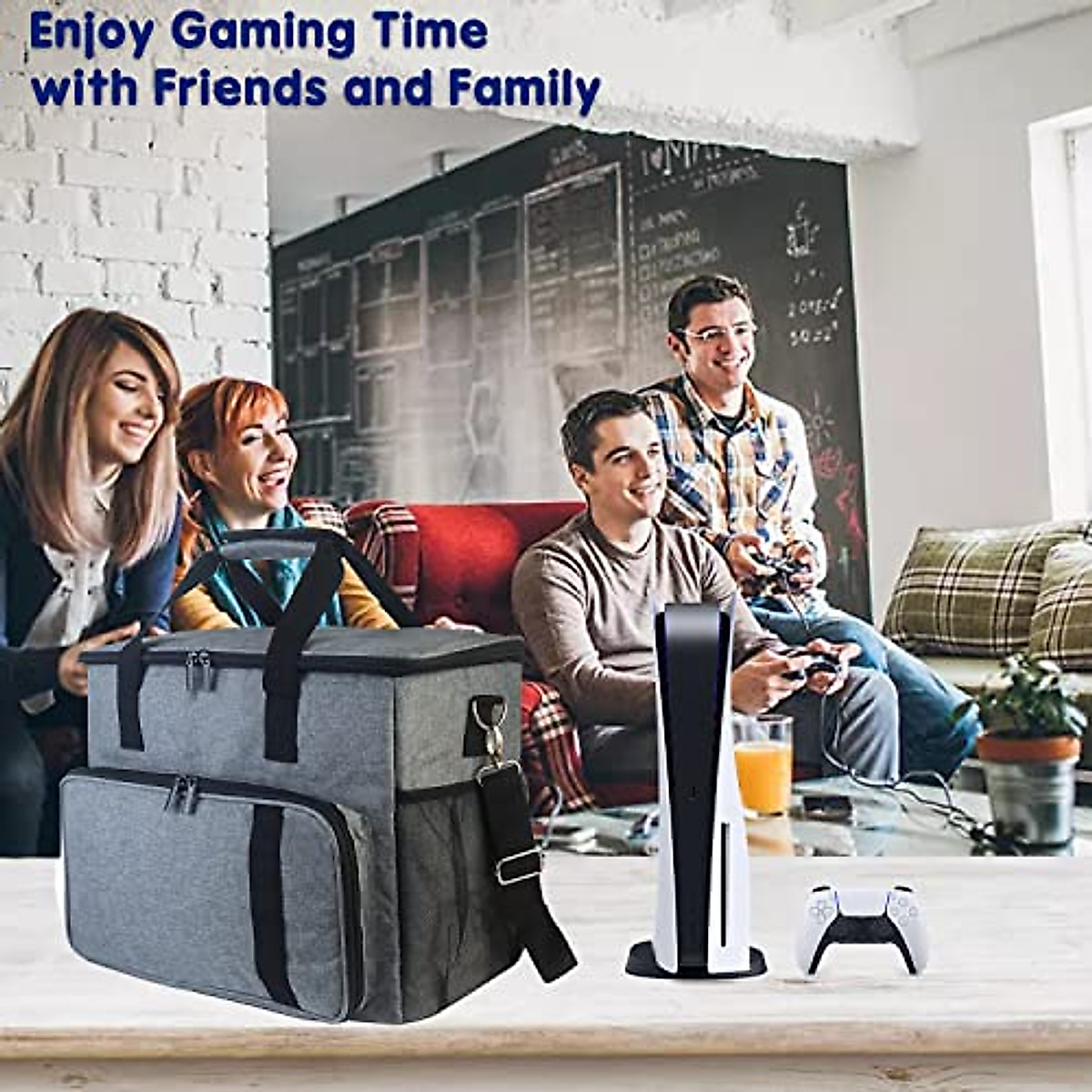 Boczif Carrying Case Compatible with PS5/PS4/PS4 Pro, Large Capacity Playstation 5 Storage Bag Holding Game Console, Controller, Laptop, Disks, Headset, Charger, Game Cards and Gaming Accessories