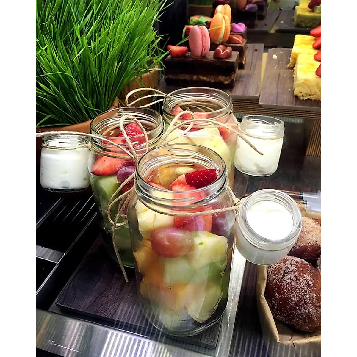 Jarming Collections Glass Regular Mouth 24 oz Mason Jars with Lids & Bands - BPA Free Plastic Storage Lids - Made in USA - 24oz Mason Jars Regular Mouth 24 oz with Lids - Set of 2