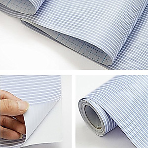 Yifely Blue White Stripes Shelf Liner Drawer Units Decor Sticker Self-Adhesive Furnitures Decor Paper 17.7 Inch by 9.8 Feet