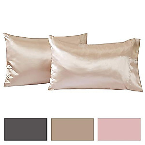 Great Bay Home Satin Pillowcase for Hair and Skin Jumbo/Queen - Caramel Silk Pillowcase 2 Pack 20x36 inches - Satin Pillow Cases Set of 2 with Envelope Closure