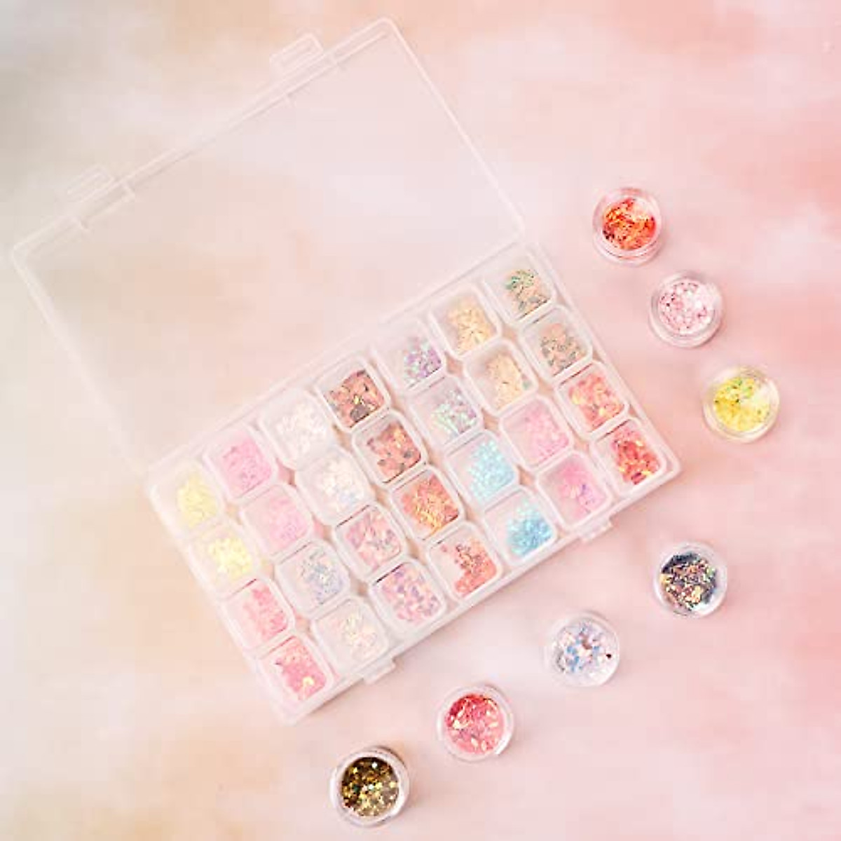 Segbeauty Gem Organizer, Clear Bead Container 28 Compartments with Secure Lids, Removable Tiny Jewelry Storage Box, Transparent Jewelry Organizer for Seeds Craft Making Accessories