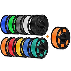 SUNLU PLA+ Filament 1.75mm 10KG PLA Plus 3D Printing Filament for 3D Printer & 3D Pens Tolerance Accuracy +/- 0.02 mm, 11x1KG (10 Colors)