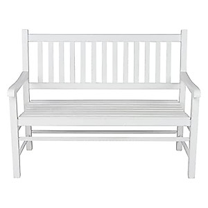 Shine Company Eden Outdoor Wood Garden Bench for Front Porch, Entryway, 24.5" D x 48" W x 38.75" H, White