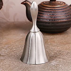 DomeStar Hand Bell, 2PCS Call Bell Wedding Bell Dinner Bell Golden and Pewter Classroom Bell for Kids