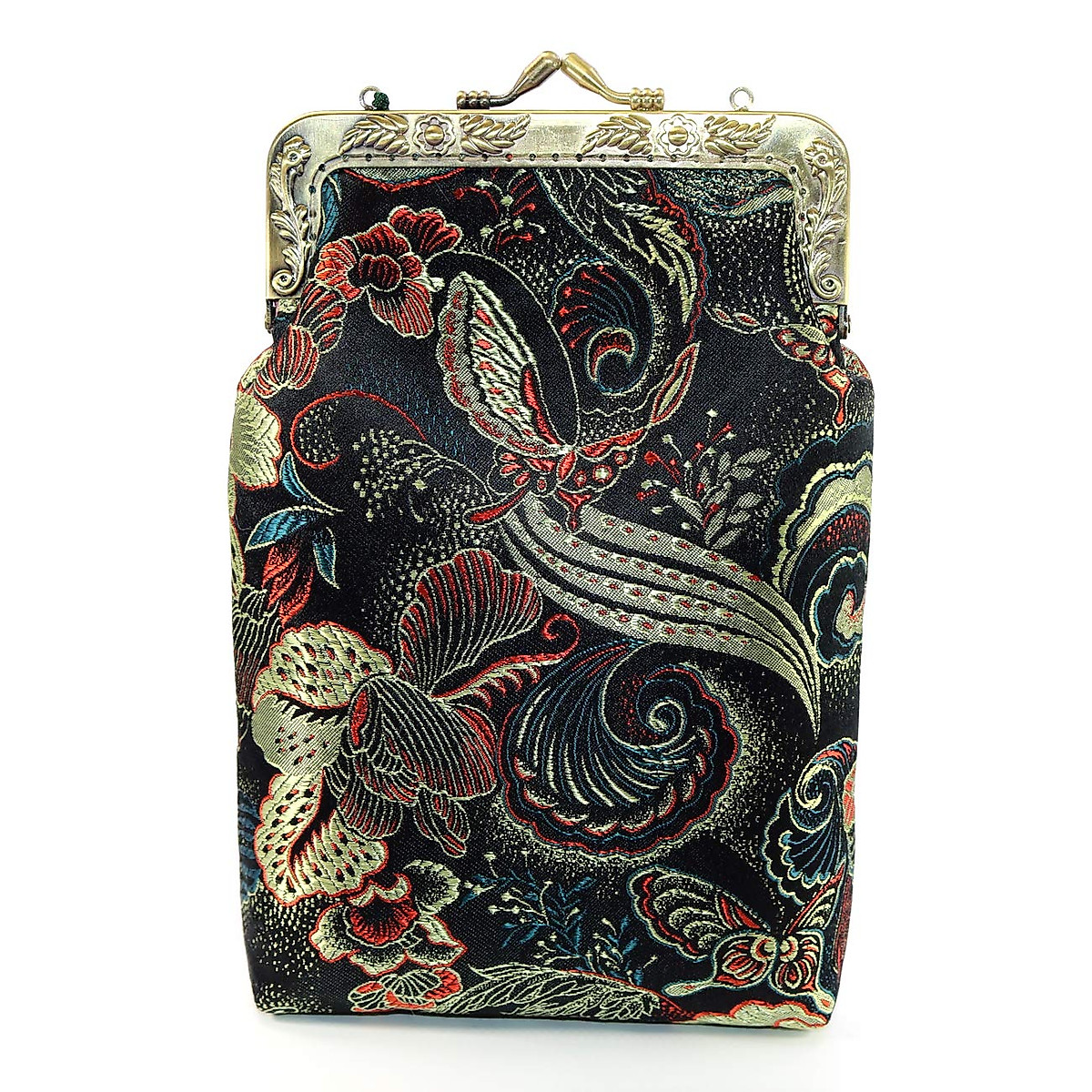 Jan&Dee Silk Womens Small Crossbody Bag, Tassel Cell Phone Purse Holder Wallet Butterfly