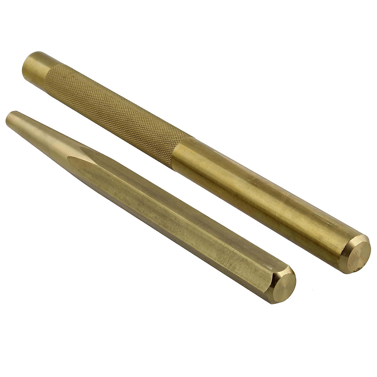 ABN Brass Punch Set - 2 Piece Brass Drift Pin Punch Set - Mechanic’s Non-Marring Chisel Punches for Vehicles