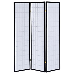 Carrie 3-Panel Folding Screen, Black and White