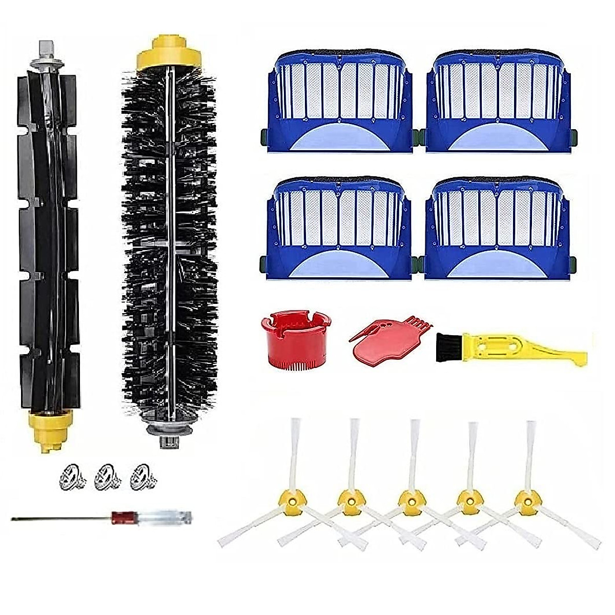 ANBOO Replacement Parts for iRobot Roomba 600 Series 694 692 690 680 660 665 651 650 614 & 500 Series 595 585 564,Filter,Side Brush,Pairs Bristle Flexible Beater Brush