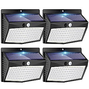 Solar Outdoor Lights, [138 LED/4 Packs] Solar Motion Sensor Security Lights with 3 Lighting Modes Wireless Solar Wall Lights Waterproof Solar Powered Lights for Garden Fence Yard Deck Garage