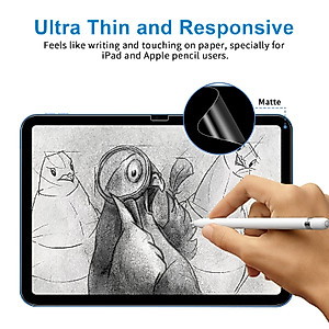 (3 Pack) Paper Screen Protector Compatible with iPad 10th Generation 2022 10.9inch, Anti Glare Matte Paper Screen Protector - Write, Draw & Sketch with Apple Pencil as Using on Paper