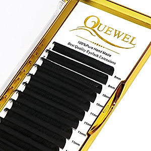 QUEWEL Volume Eyelash Extensions | 0.03-0.12mm | C/CC/D/DD Curl | 8-25mm Length | Easy Fan 2D-20D Self Fanning Volume Lashes 0.07D Mix-8-15mm Long Lasting Blooming Lashes(0.07D Mix8-15)