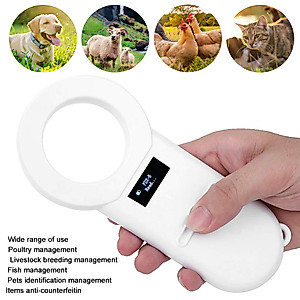 Pet Microchip Scanner, 134.2kHz Pet ID Scanner, Rechargeable Pet Tag Scanner IOS11784/IOS11785/FDX‑B, Universal RFID Animal Handheld Reader with OLED Display for Animal/Pets/Dogs/Cats/Pigs