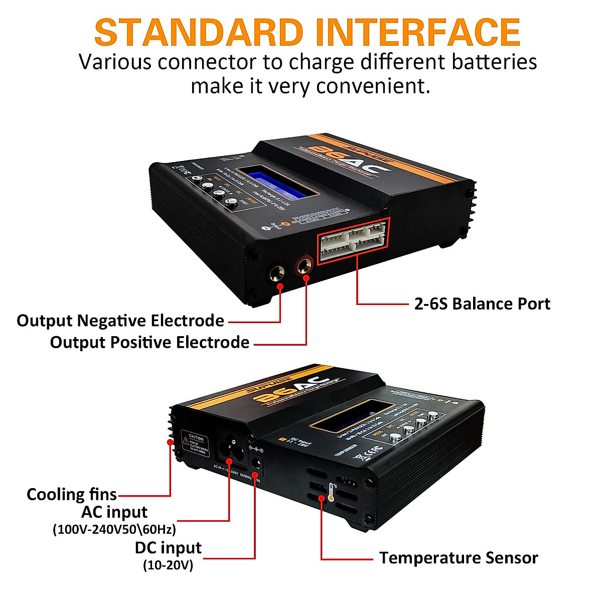 SUPULSE Lipo Battery Charger 1-6S AC/DC 80W and Lipo Battery Charger DC 3.7V 1S 1 Cell RC Charger Micro 5 Ports with LED Indicator