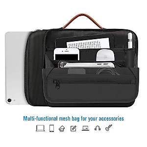 FINPAC 12.9-13 Inch Tablet Laptop Sleeve Case, Briefcase Shoulder Bag for MacBook Pro 14, iPad Pro 12.9 2018-2022, MacBook Air 13 2018-2022, MacBook Pro 13 2016-2022, Surface Laptop Go, Black