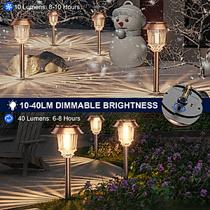 XMCOSY+ Solar Pathway Lights Outdoor - 6 Pack Solar Lights Outdoor Waterproof, 10-40 LM Dimmable Auto On/Off Solar Outdoor Lights Yard Garden Walkway Driveway (Warm White)