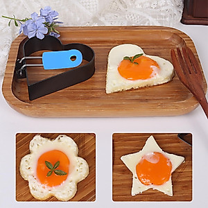 6 Pack Egg Ring,Stainless Steel Egg Rings for Frying,Egg Molds with Anti-scald Handle,Egg Circles Fried Egg Ring Griddle Pancake Shapers with Silicone Oil Brush for Breakfast Sandwiches