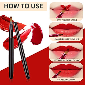 YAFIYGI Lip Brush for Lipstick Retractable Lip Liner Brushes Retractable Lip Brush Applicators Flat Lipstick Gloss Creams Portable with Cap for Women Girls As Present &Halloween Makeup Tools