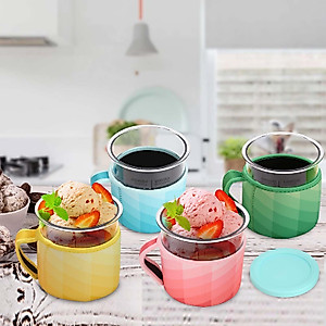 OVRRCSME Deluxe Ice Cream Pints Neoprene Sleeves 4 Pack，Compatible with Ninja Creami NC501 NC500 Series 24oz Ice Cream Maker Containers (24oz 4 Cups+4 Sleeve)