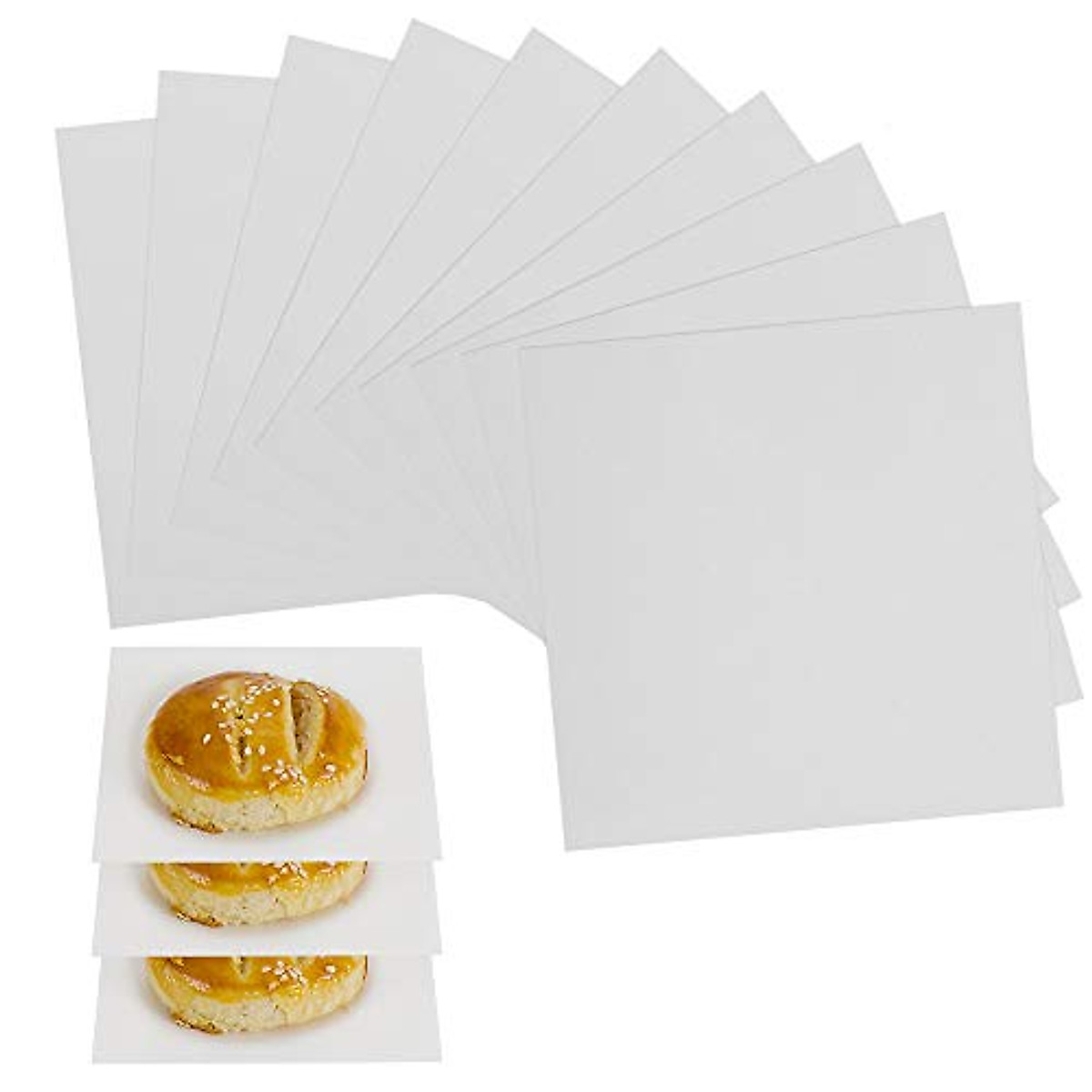 Parchment Paper Squares, 4x4 Inch, Set of 300, Small Hamburger Patty Paper/Nonstick Precut Square Baking Parchment for Separating Small Burger Patty, Cookies & Other Foods, or Baking & Candy Wrapper
