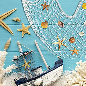 Decorative Fishing Net 80x40 Inch,YuanDe 2 Pack Large Off White Picture Fish Net, Wall Photo Hanging Fishnet for Nautical Mermaid Pirate Ocean Themed Hawaii Beach Under The Sea Party Decorations