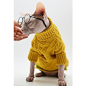 Sphynx Cat Clothes Knitted Soft High-end Fashion High-Neck Thickened Warm Winter Hairless Cat Clothes Devon Cornish Cat Clothes (X-Large)