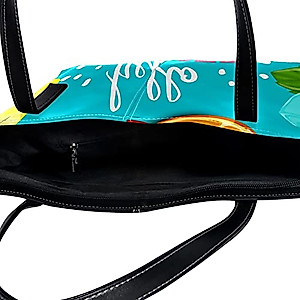 Women's Large Size Canvas Shoulder Bag Hobo Crossbody Handbag Casual Tote, Hello Summer Fruit Pineapple Watermelon Orange