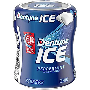 Dentyne Ice Peppermint Sugar Free Gum, 4 Bottles of 60 Pieces (240 Total Pieces)