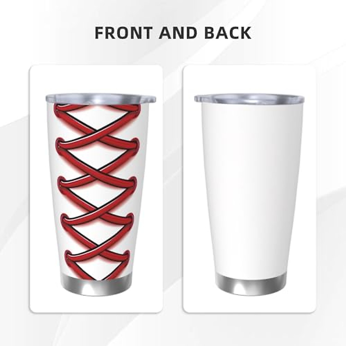 Tangopi Red Baseball Laces 20 oz Tumbler with Lid and Straw Insulated Travel Coffee Mug Reusable Spill Proof Coffee Cups Stainless Steel Water Bottle for Hot and Cold Drinks