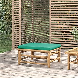 Patio Footstool with Green Cushion Bamboo The Ultimate Patio Experience Leisurely Outdoor Experiences