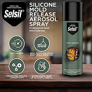 SELSIL Silicone Mold Release Aerosol Spray (13.5 fl oz) Professional Resin Mold Releaser, Non-Stick, Fast-Drying & Easy Mold Removal, (Pack of 1)