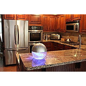 EcoGecko Earth Globe- Glowing Water Air Washer and Revitalizer with Lavender Oil, Silver (75606-Silver)