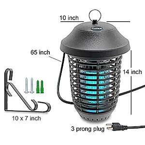 KPS Electric Bug Zappers, New Upgrade with Free Hanger 40W Outdoor Pest Control Lantern for Mosquitoes, Flies, Gnats, Pests & Other Insects, 1 Acre Coverage (2 Pack)