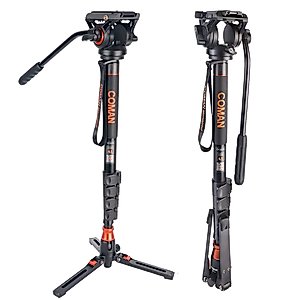 Famall Monopod with Feet, Coman Professional Video Camera Monopod with Tripod Stand 70.6 inch Max Load 22 Lbs for Cameras, Canon, Nikon, Sony, DSLR, Video Camcorder