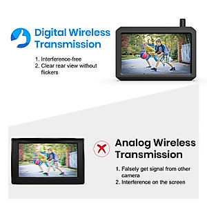 AUTO-VOX Wireless Backup Camera with 5" Monitor System,2 Channels Trailer Hitch Rear View Reverse Cam,Back Up Camera for Cars with 2.4G Stable Digital Signal for Truck, SUV,Van,Trailer,Small RV-W7PRO