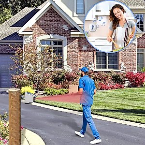 Htzsafe Solar Wireless Driveway Alarm System-1/4 Mile Long Transmission Range-Solar Powered No Need Replace Batteries-Outdoor Weatherproof Motion Sensor DIY Security Alert-1 Receiver and 2 Sensors KIT