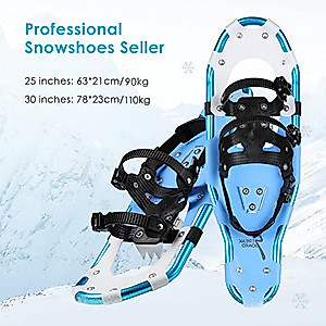 TLGREEN 3-in-1 Snowshoes for Men Women Youth Kids, Aluminum Alloy Snow Shoes with Trekking Poles and Carrying Bag, Lightweight Snow Shoes Easy to Wear, Size 25''/30''