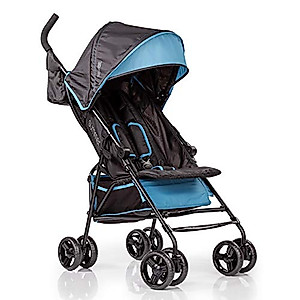 Summer 3Dmini Convenience Stroller, Blue/Black – Lightweight Infant Stroller with Compact Fold, Multi-Position Recline, Canopy with Pop Out Sun Visor and More – Umbrella Stroller for Travel and More