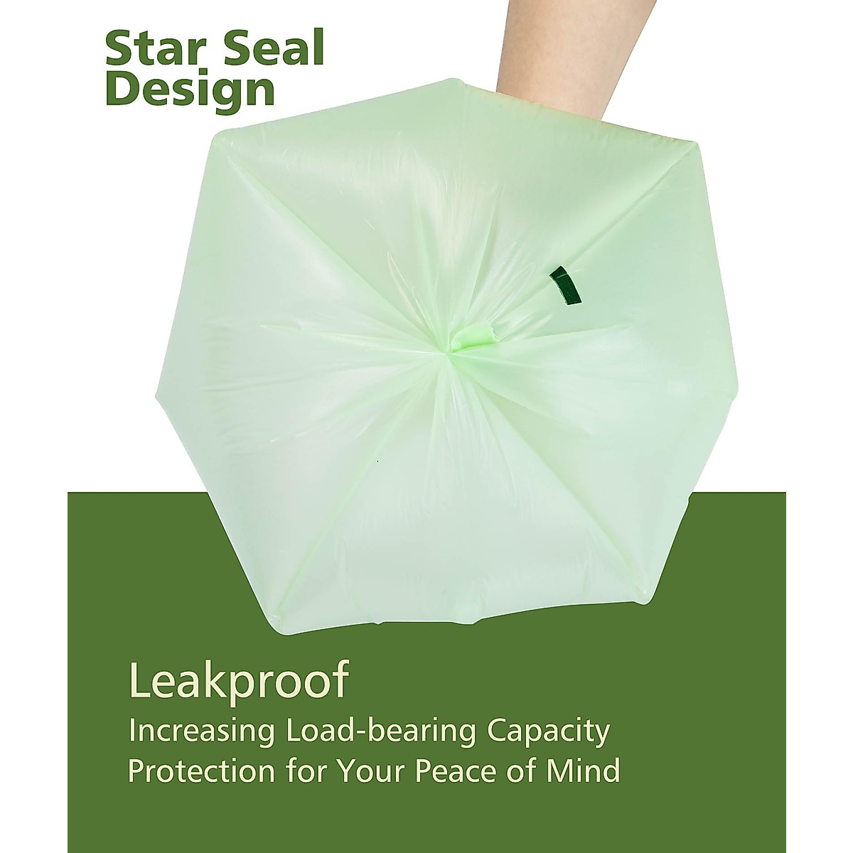 AYOTEE 125 Count 2.6 Gallon Compostable Small Trash Bags with Handles, 15 Ounce Capacity, Ideal for Kitchen, Office, Bathroom, and More