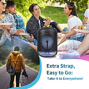 RHM K113 Karaoke Machine with 6 Color Change, Powerful Sound, Rechargeable Battery & A Wired Microphone, 6 Hours Playtime, Support Bluetooth/AUX/USB/TF/FM/REC, for Home/Party/Picnic/Outdoor Actives