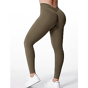 YEOREO Liz Scrunch Workout Leggings for Women High Waisted Butt Lifting V Back Waist Seamless Gym Yoga Leggings Coffee L