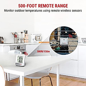 ThermoPro Indoor Outdoor Thermometer Wireless TP200B, Thermometer indoor outdoor with Temperature Sensor Up to 500FT, Outdoor Thermometers for Patio Garden Cellar Home Room