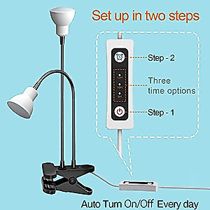 APLANT Grow Lights, Dual Head Plant Light for Indoor Plants, 360° Adjustable Gooseneck Plant Light with 6/10/12H Timer, Full Spectrum Clip-on Grow Lamp for Herb Garden/Succulents Growth