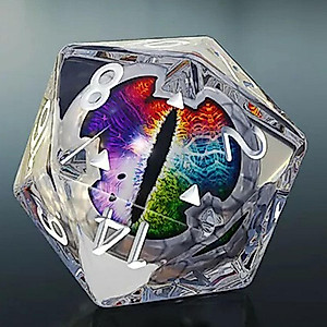 Dragon Eye Dice - The Chromatic Dragon Collection,Mini Crystal Dice，Resin Dragon Eye Dice Set,Colorful Polygonal Dice,Shinny Polyhedral Dice Set Filled With Eyeball,For Role Playing Dice Games (White)