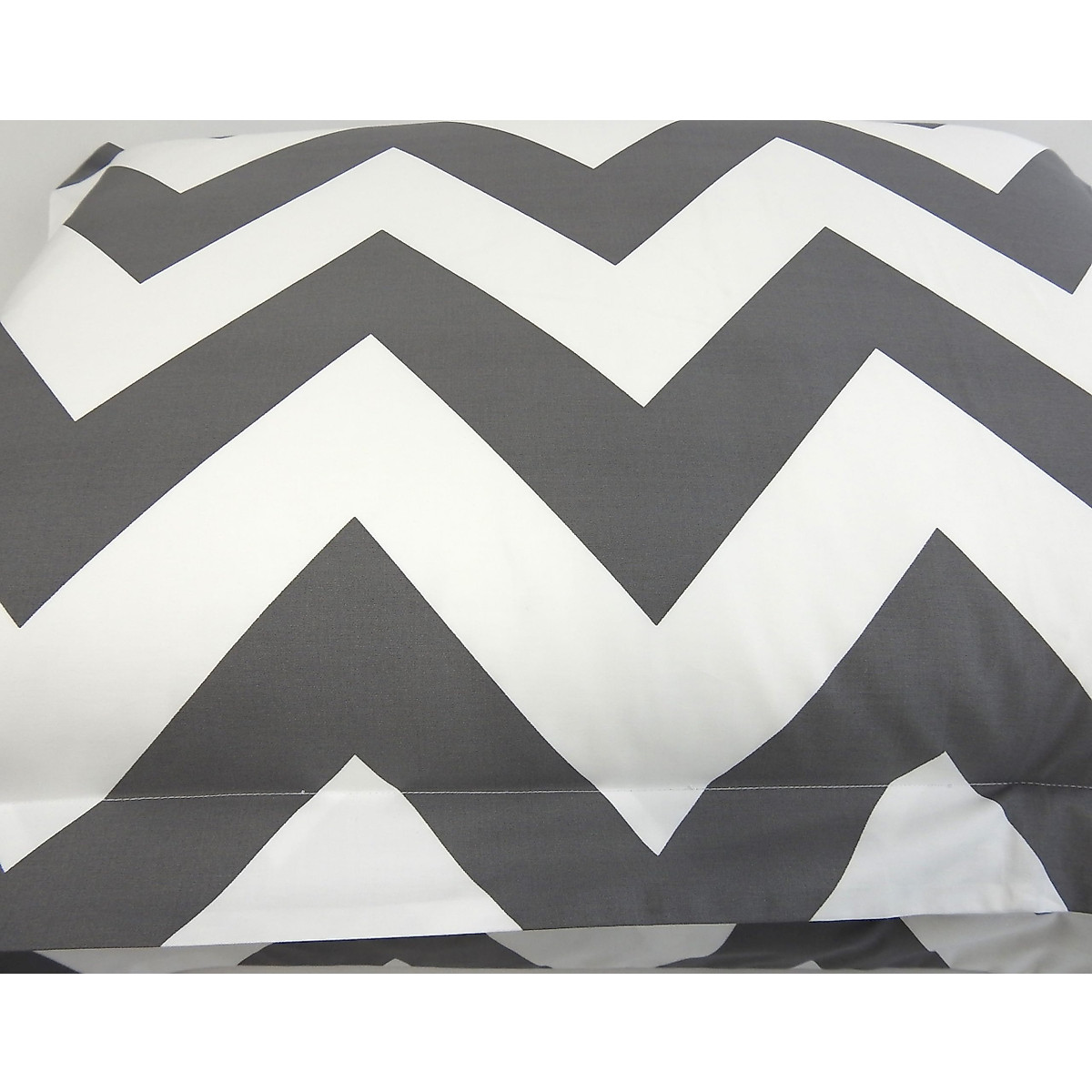 sheetsnthings King/California King - Chevron- Grey with White- 3pc Duvet Cover Set 100% Cotton Fiber Reactive Prints Duvet