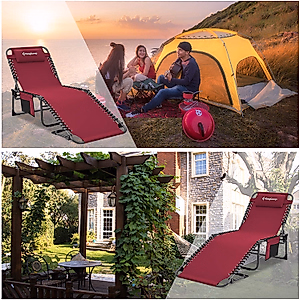 KingCamp Lounge Chair, 74.8''x23.2''x14.5'', Wine