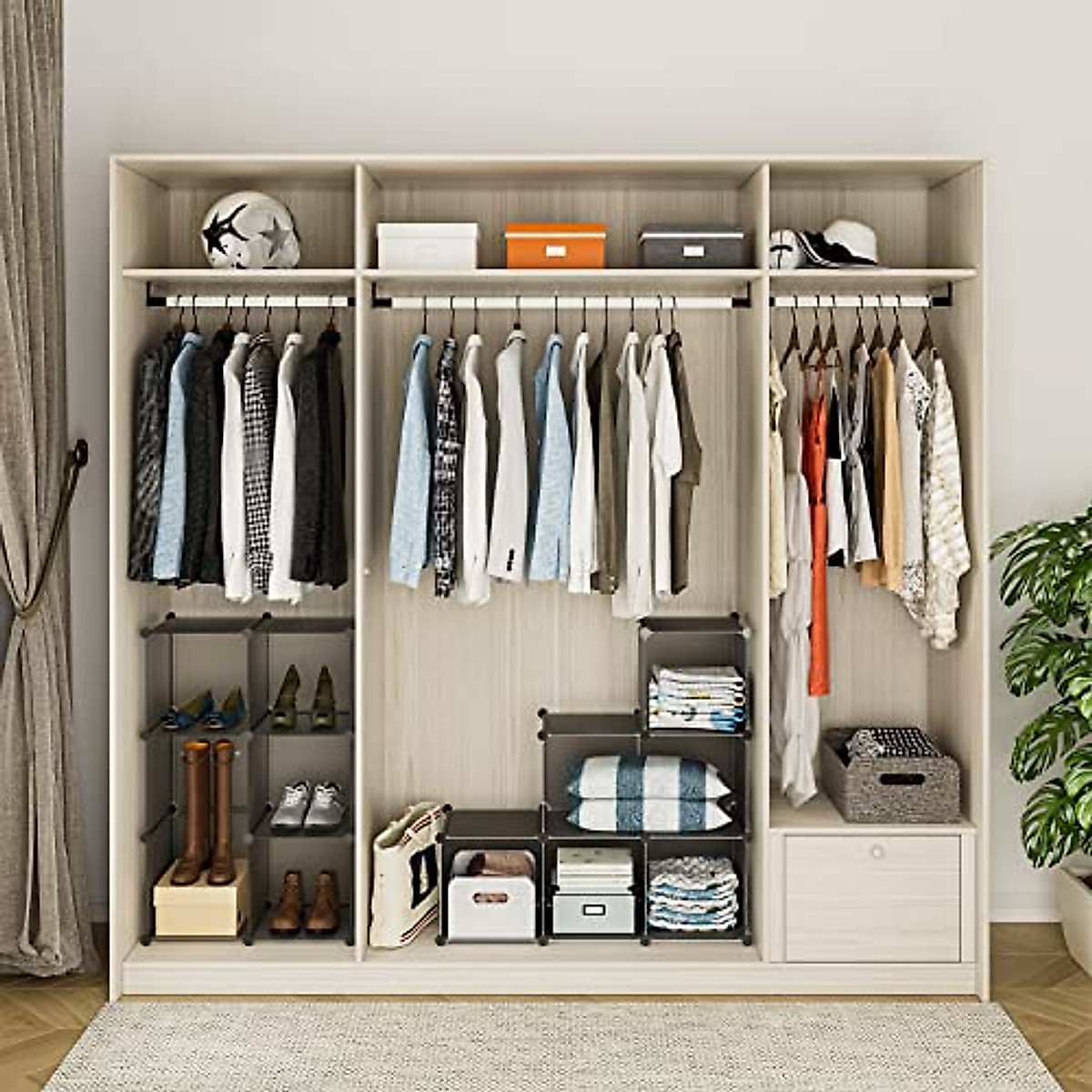 Closet Organizers and Storage, Cube Closet Organizer, Cubes Storage Organizers, Closet Storage Cabinet Shelf, Bookcase Bookshelf for Bedroom, Office (Grey, 6 Square)