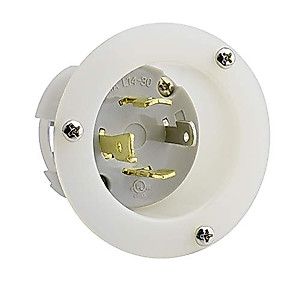 Cllena NEMA L14-30 Flanged Inlet Generator Plug, 30A 125/250 Volt 4 Prong Locking Receptacle Socket, Grounding Welding Use 7500 Watts