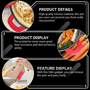 HEALLILY Silicone Pot Handles Pan Ear Replacement Heat Insulated Pot Handle Non- Slip Pot Sleeves for Woks Soup Pot (Red)