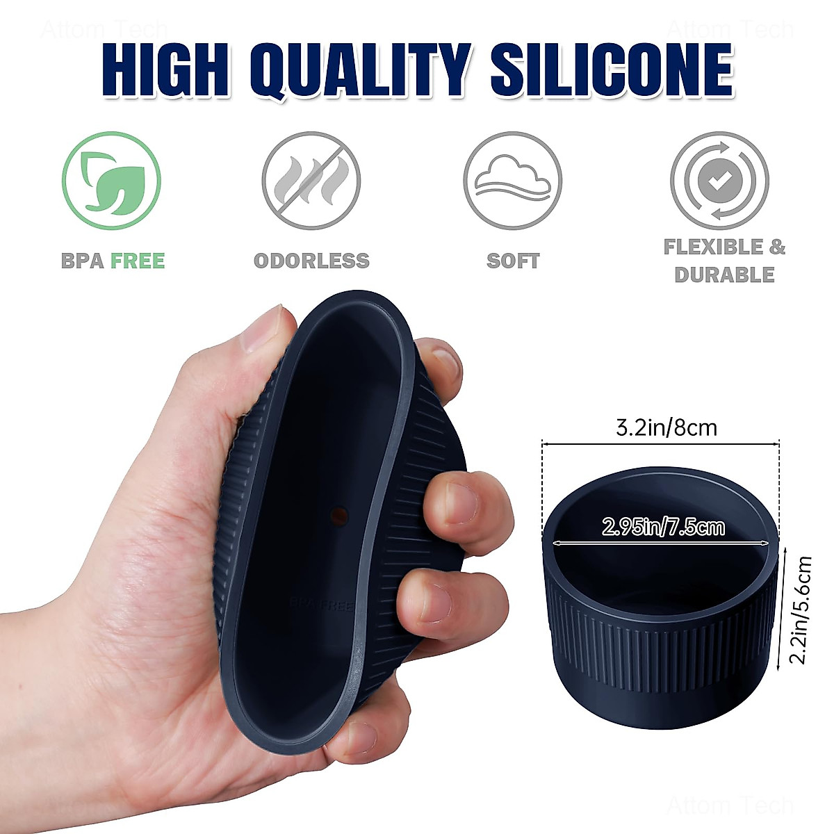 NiHome BPA-Free Silicone Tumbler Boot 2PCS, Heavy Duty Anti-Slip Cup Sleeve for Stanley Quencher H2.0 Tumblers 40 oz/30 oz, Stanley IceFlow 30 oz/20 oz, Hydroflask 12-24 oz, Deep Gray