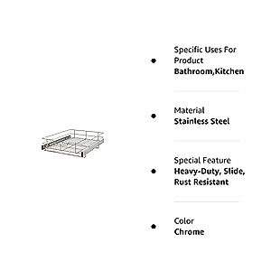Pull Out Cabinet Organizer - Slide Out Under Cabinet Basket for Kitchen, Bathroom, Pantry Heavy Duty Slide Out Shelves, Requires At Least 18” Cabinet Opening (17.6W x 22D x 5.5H inch, Chrome)